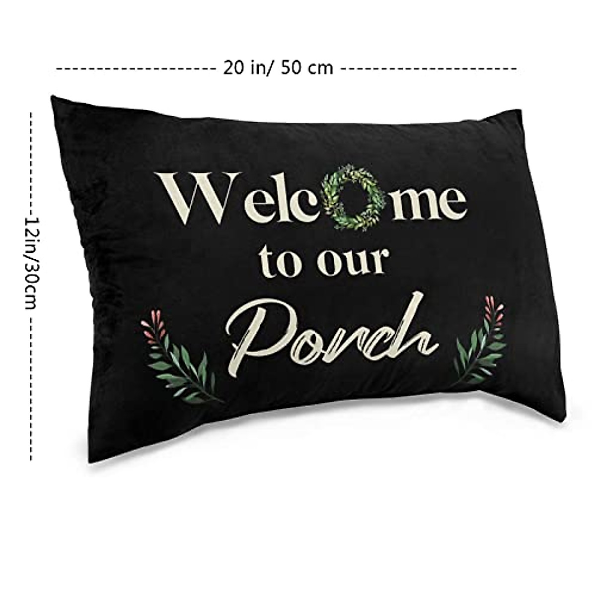 DZGlobal Porch Pillows Decorative Outdoor Pillows for Patio Furniture Cushions Covers Set of 2 Welcome Lumbar Pillow with Words 12x20 for Outside Chair Bench