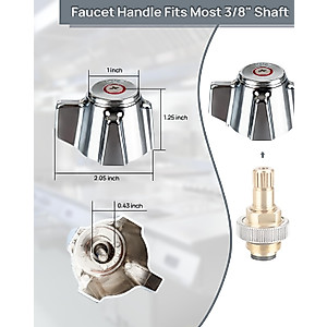 Phivan Commercial Faucet Handle Replacement Kit Outdoor Faucet Handles 0.43 Round Stem Hole Faucet Handle Fits Most 3/8 Shaft Sillcock Valve Stems for Industrial, Restaurant, Kitchen Faucet (Red)