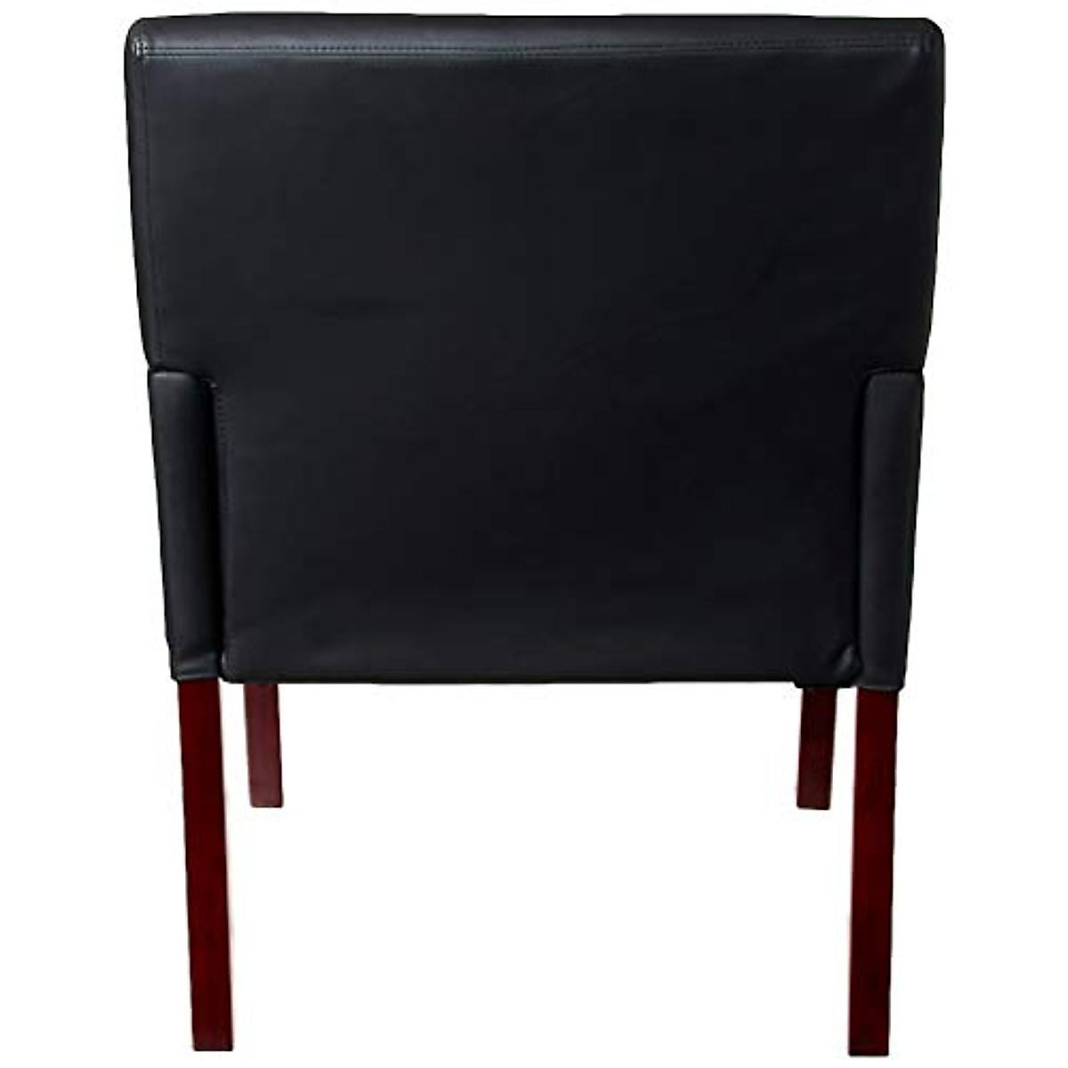 Boss Office Products Reception Box Arm Chair with Mahogany Finish in Black, 25"D x 24.5"W x 35"H