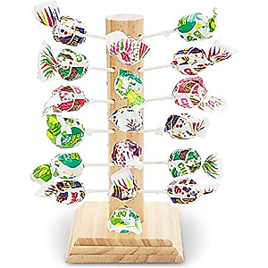 Juvale Lollipop Display Holder, Wooden Cake Pop Stand (9 Inches, 48 Holes)