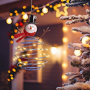 Snowman Hanging Lights Outdoor - Spiral LED Lanterns Garden Lights, Creative Iron Art Lanterns Lamp Pineapple Lights, Decorative Pendant Lights Landscape Lamp for Garden, Patio, Porch, Path, Yard