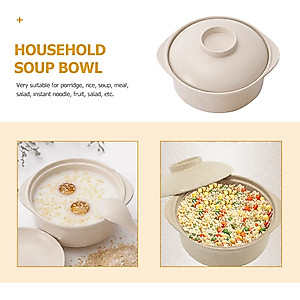 Hemoton Noodle Bowl Miso Soup Bowls Microwave Noodle Bowls with Lid Large Wheat Straw Soup Mug for Soup, Noodle, Ramen Ramen Bowl Wheat Straw Fiber Bowl