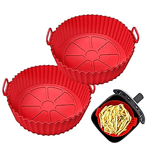 UOUYOO Air Fryer Silicone Liners,2 pack Air Fryer Silicone Pot Fits 3QT 4QT 5QT Air Fryer,Reusable Non Stick Air fryers Basket Oven Accessories, Replacement of Flammable Parchment Liner Paper