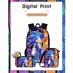 SUONI 3 Pcs Backpack Set for Boys Girls Adults,Backpack with Shoulder Bag Pencil Case 2