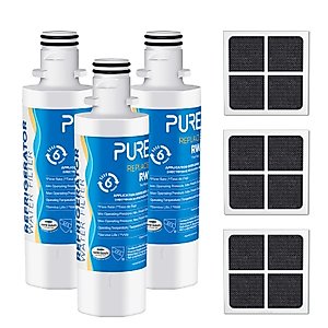 PUREPLUS ADQ747935 Replacement for LG LT1000P LT1000 Kenmore Elite 9980 LT1000PC, MDJ64844601 ADQ74793501, LMXS28626S, LFXS26973S, LT120F Refrigerator Water and Air Filter,3Pack, Model: RWF4700AC