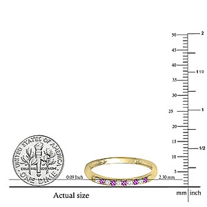 Dazzlingrock Collection Round Amethyst & White Diamond Alternate Stone Wedding Band for Women in 14K Yellow Gold, Size 7