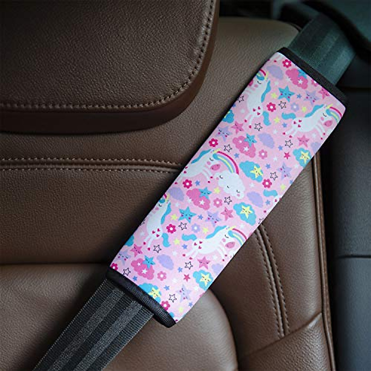 YR Seat Belt Cover for Kids, Soft Comfort Seat Belt Cushion for Children, Cute Cartoon Pattern Car Seat Belt Pads Cover for Girls and Boys, 1 Pack, Unicorn