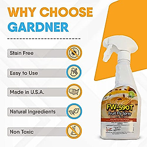 Gardner FlyWeb Fruit Fly Spray | All-Natural Spray for Flies, Bugs, Fleas, Ticks and Wasps - Does Not Leave a Residue, is Stain Free, Family and Pet Friendly (22oz)