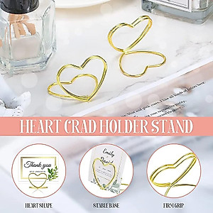 mdgfge 36Pcs Table Number Holders Place Card Holder Heart Shape Playing Card Holders Metal Place Cards for Wedding Mini Holder Small Size Table Picture Setting for Valentine's Day Anniversary Party