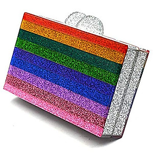 Rainbow Evening Handbag Acrylic Wedding Party Clutch Purse Crossbody Wallet Bag for Women Small