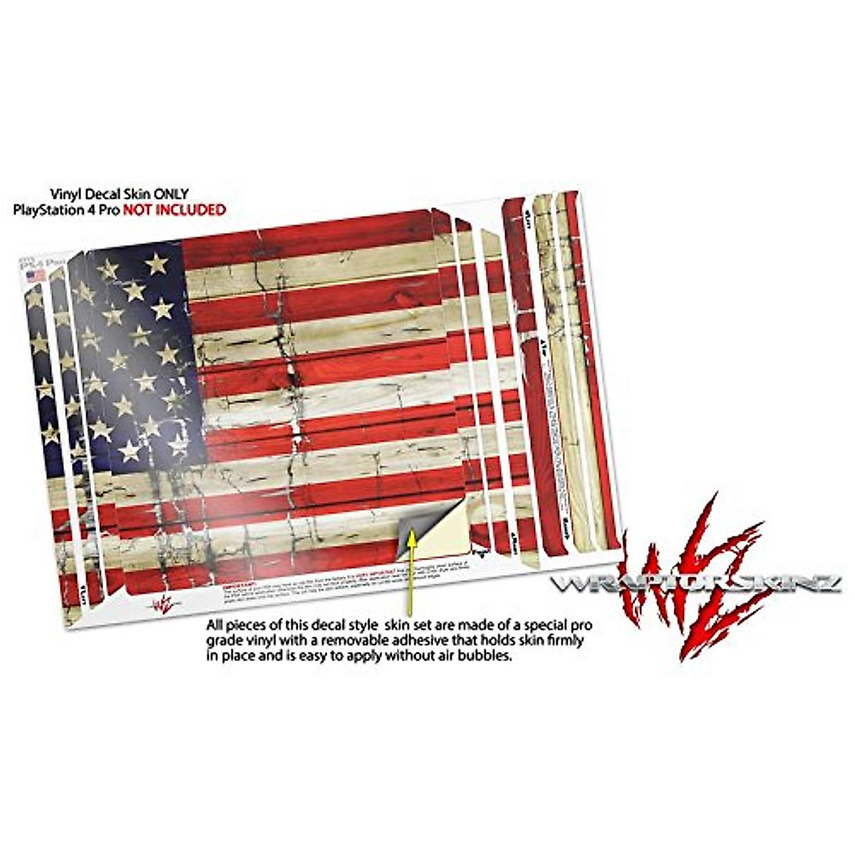 WraptorSkinz® Decal Style Skin Wrap Compatible with Sony PlayStation 4 Pro Console Skin Painted Faded and Cracked USA American Flag