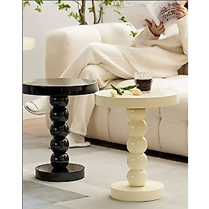 NICOKI Retro Vintage Accent Furniture Pedestal Table, Small Round Coffee End Table for Living Room Playroom Balcony, Wood Side Table, Nightstand, Plant Stand 20" Tall, Black