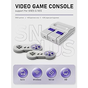 Super Classic Retro Game Console,4K HDMI Video Game System with Built in 2200+ Old School Classic Games and Dual Game Controllers Wireless,Support TF Card and Plug and Play.