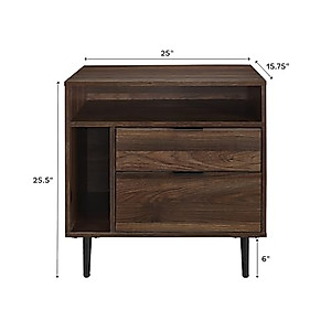 Walker Edison Modern Wood Nightstand Side Table Bedroom Storage Drawer and Shelf Bedside End Table, 25 Inch, Dark Walnut