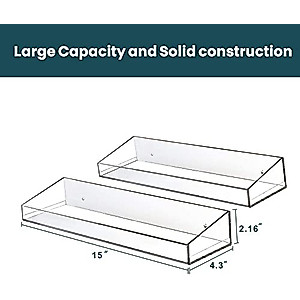 YestBuy Acrylic Floating Wall Display Shelves，Clear Bathroom Shelves, Wall Mounted Non Drilling Thick Clear Storage, Display Shelves