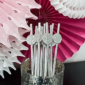 30 Pack Disco Ball Straws,70s Disco Paper Straws Disco Ball Decor Disco Party Decorations for 70s Retro Disco Party Dance Holiday Wedding Birthday