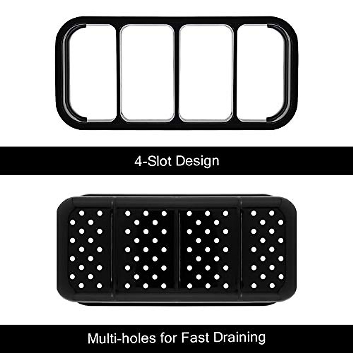 PANMICS Kitchen Utensil Holder for Countertop Flatware Organizer Utensil Crock Holder Caddy Anti Slip Drip Tray Stainless Steel,7.1 x 3.4 x 5.2 inch