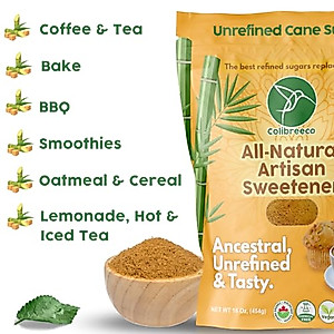 Colibreeco, Unrefined Cane Sugar, 1 Pound (Pack of 1): Sweeten your Drinks and Recipes With Powder Organic Cane Sugar, Naturally Sweet and Chemical-Free, Panela, Piloncillo, Jaggery, Raw Sugar.