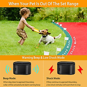 Moclever Electric Dog Fence System-Wireless Dog Fence Covers 1.2 Acre Pet Boundary Containment System w/ 2 Tone Shock Waterproof Receiver Collar Underground Buried 984 FT Wire for Small Medium Large