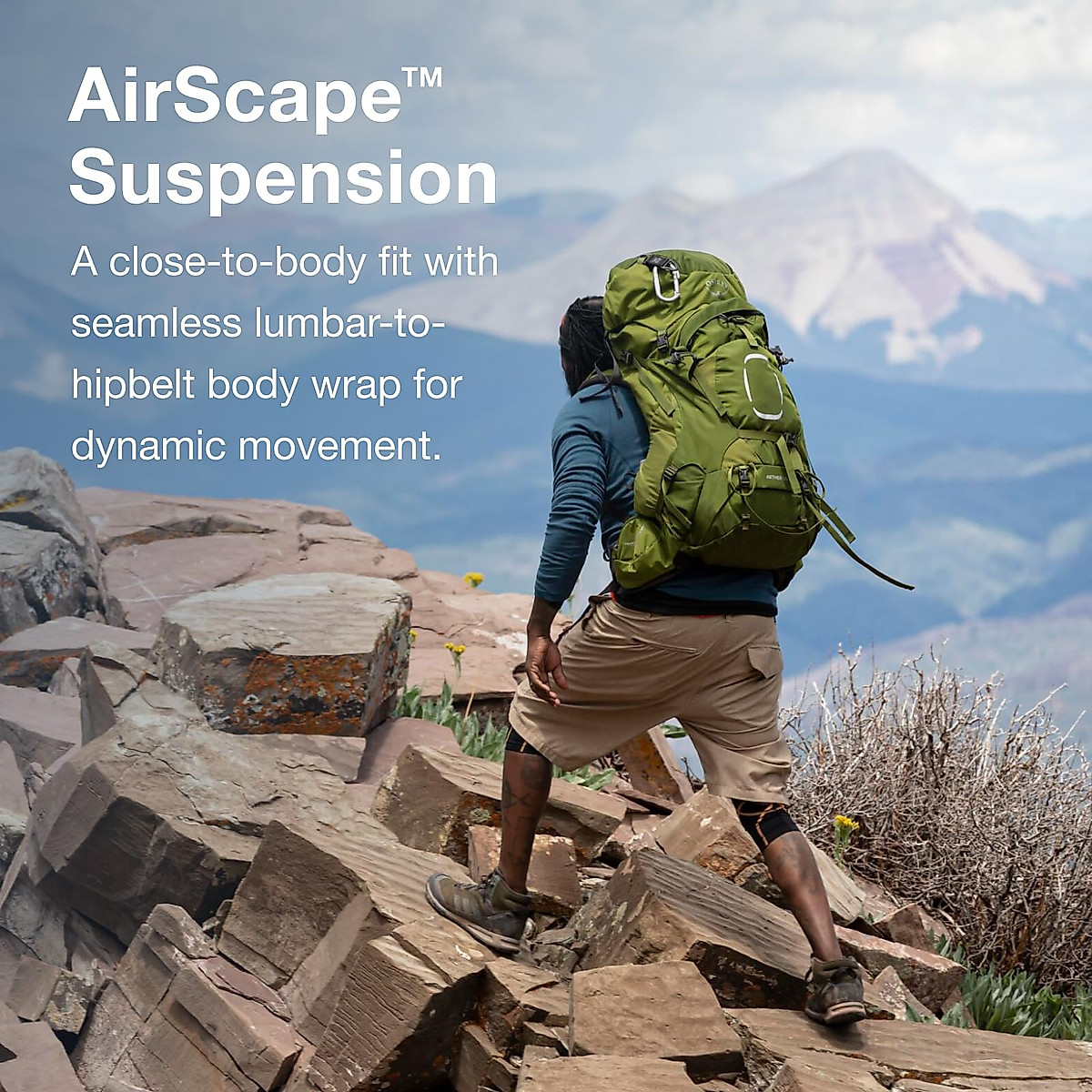 Osprey Aether 65 Men's Backpacking Backpack Deep Water Blue, Large/X-Large