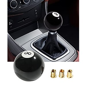 ESEWALAS 8 Ball Billiard Round Manual Gear Shift Lever Shifter Knob with 3 Adapters,Universal Gear Shift Stick Shifter Knob Lever Cover 4 5 6 Speed,Fit for Manual Car M8*1.25, M10*1.25, M10*1.5