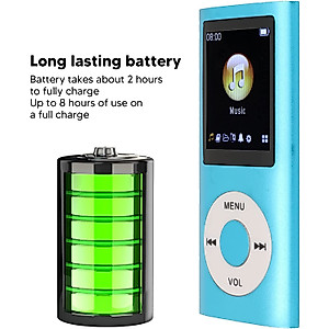 MP3 Player, Portable Lossless Sound Slim MP3 Music Player with Earphone, 1.8 Inch LCD Screen Digital Music Player, （Memory Card Not Included）(Black)