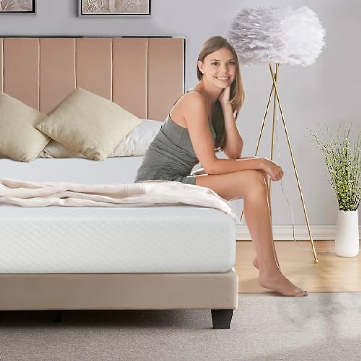 5/6/8/10/12-inch Gel Memory Foam King Size Mattresses in A Box King Size Lucid Mattress for Cool Sleep & Pressure Relief King Size Mattresses Medium Firm Mattress,CertiPUR-US Certified 80×76×8，White