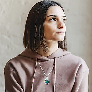 Eusense cremation jewelry tree of life Urn Necklace for human ashes of loved ones women men memorial Pendant Sterling Silver 925 keepsake earn lockets to put ashes in teardrop