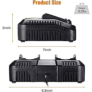 DCB102BP 2-Ports Battery Charger Replace for 12V/20V MAX Jobsite Charging Station DCB102 DCB101 DCB105 DCB112 DCB107 Lithium Battery DCB203 DCB204 DCB206 DCB606 Power Tools
