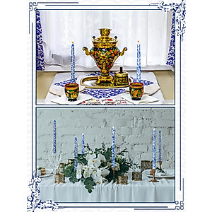 Conelist 12 Pack Chinoiserie Taper Candles Blue and White Taper Candle Blue Willow Decorative Taper Candles Bulk for Coworkers Home Decoration Wedding Women(10 Inch)