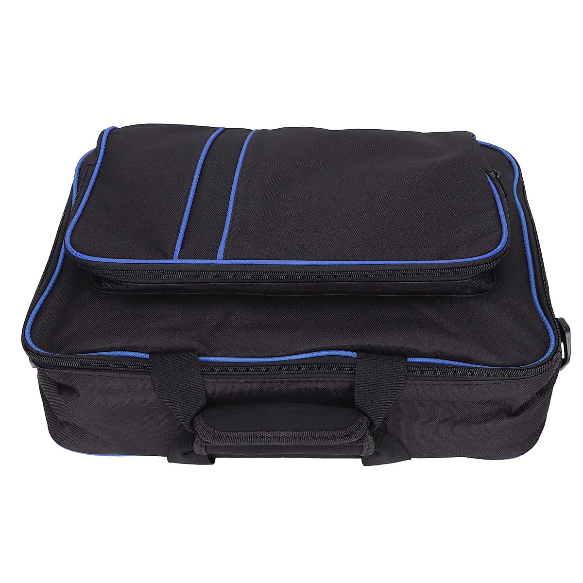 ASHATA Portable Travel Carrying Bag for PS5, Large Capacity Protective Console Case with Adjustable Shoulder Strap and Flared Pad for Games Controller(Blue Black)