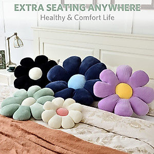 Sioloc flower pillow,flower Shaped Throw Pillow Butt Cushion flower Floor Pillow,Seating Cushion,Cute Room decor & Plush Pillow for bedroom sofa chair(Green,15.7'')