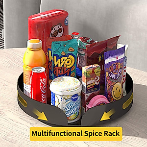Lazy Susan Organizer, CASUN Metal Steel Rotating Spice Racks with Turntable for Kitchen Pantry Cabinet Cupboard Table, 11.4 inch Black(Single Tier)