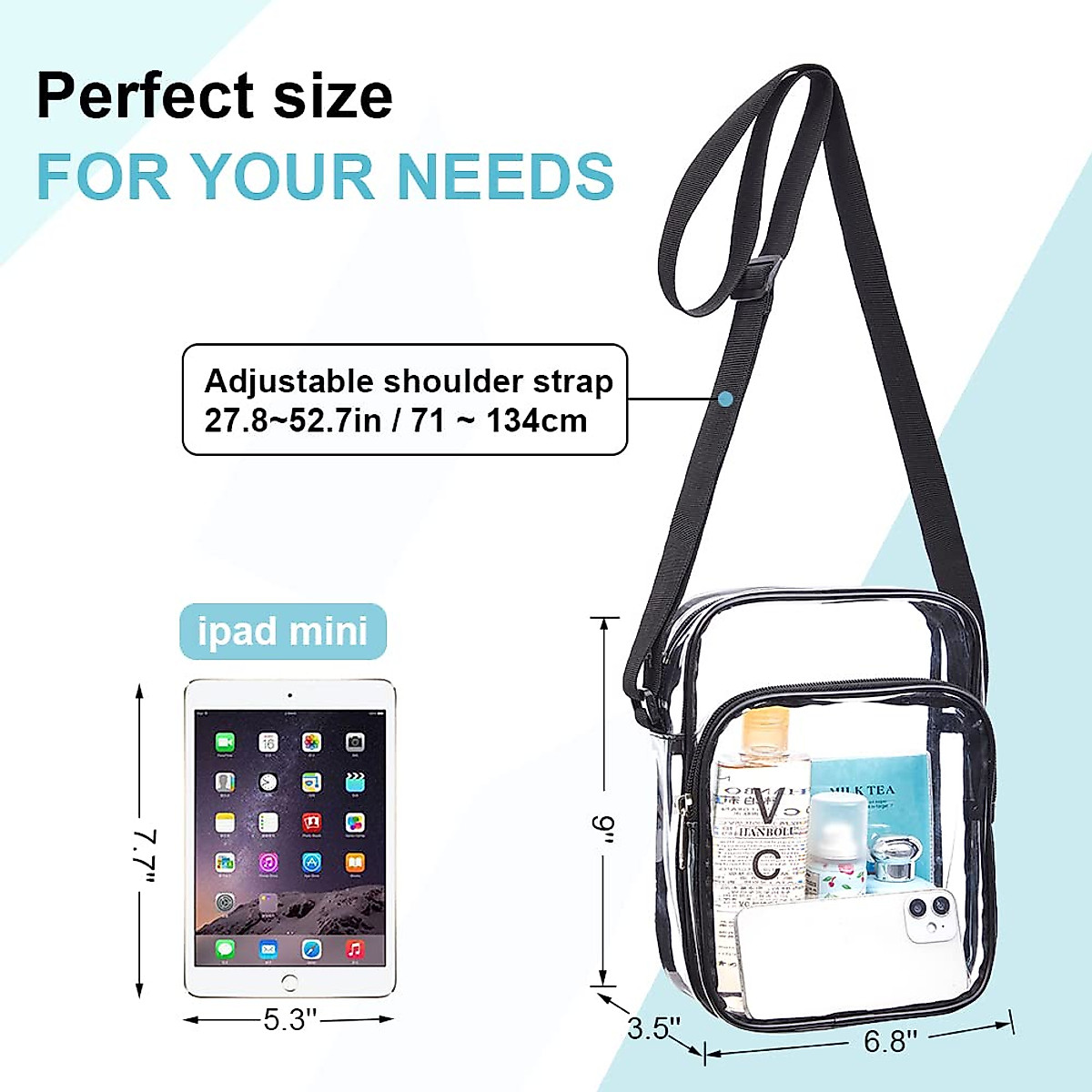 Stadium Approved Clear Mini Backpack,Clear Bag Stadium Approved,Clear Crossbody Purse Bag for women and men