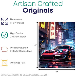 Inspirational Wall Art Co. - Racing | 2023 Porsche 911 - Car Posters for Boys Room - Car Wall Decor - Car Room Decor - Car Posters for Men | 11x14 Inches Unframed