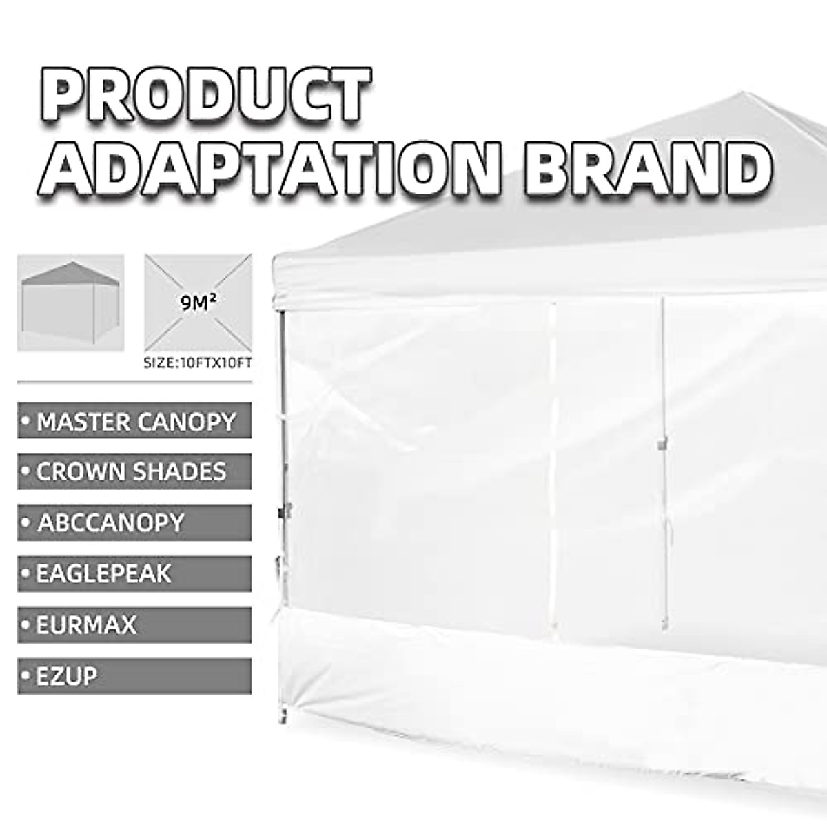 MordenApe Clear Sidewall for 10x10 Pop up Canopy - Straight Leg, Splicing Transparent Canopy Walls, Instant Canopy Tent Sunwall 10x6.3 Ft (White)