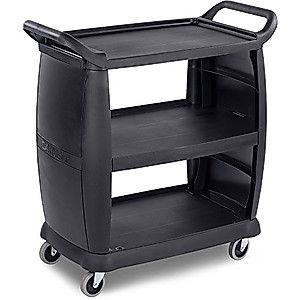 Carlisle FoodService Products Plastic Bussing Cart, 300 lb Capacity, 36.25" x 18"x 38", Black, Small