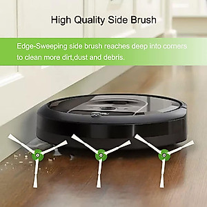 Rumba Replacement Side Brush Parts for iRobot Roomba i7/i7+ j7/j7+ i6/i6+ i8/i8+ i3/i3+ i4/i4+ i1/i1+ i2/i2+ i5/i5+ e5 e6 I J E Series Vacuum Cleaner Accessories Kit,6 Side Brush,Green,1 Screw Driver