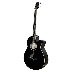 YMC 4 Strings Cutaway Acoustic-Electric Bass Guitar With 4-Band Equalizer, Adjustable Truss Rod,Gig Bag,Strap,Picks- (Black)