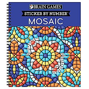 Brain Games - Sticker by Number: Mosaic (20 Complex Images to Sticker)