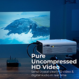 Nyrius Aries Pro+ Wireless HDMI Video Transmitter & Receiver to Stream 1080p Video up to 165ft from Laptop, PC, Cable Box, Game Console, DSLR Camera to a TV, Projector or Boardroom Screen (NPCS650)