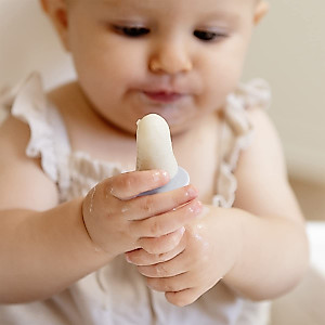 ezpz Tiny Pops (Pewter) - Popsicle Mold Set with Wands for Infants 4 Months + - Two Pack - Baby Essentials - Teething Relief