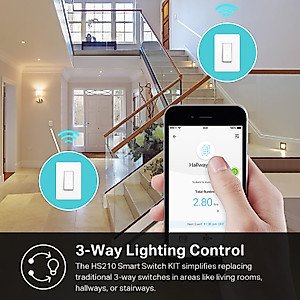 Kasa Smart 3 Way Switch HS210 KIT, Needs Neutral Wire, 2.4GHz Wi-Fi Light Switch works with Alexa and Google Home, UL Certified, No Hub Required, 2 Count (Pack of 1)