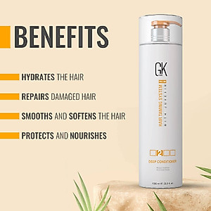 GK HAIR Global Keratin Deep Conditioner Masque (33.8 Fl Oz/1000ml) Intense Hydrating Repair Treatment Mask for Dry Damaged Color Treated Frizzy Hair Restoration Formula with JOJOBA Seed Oils