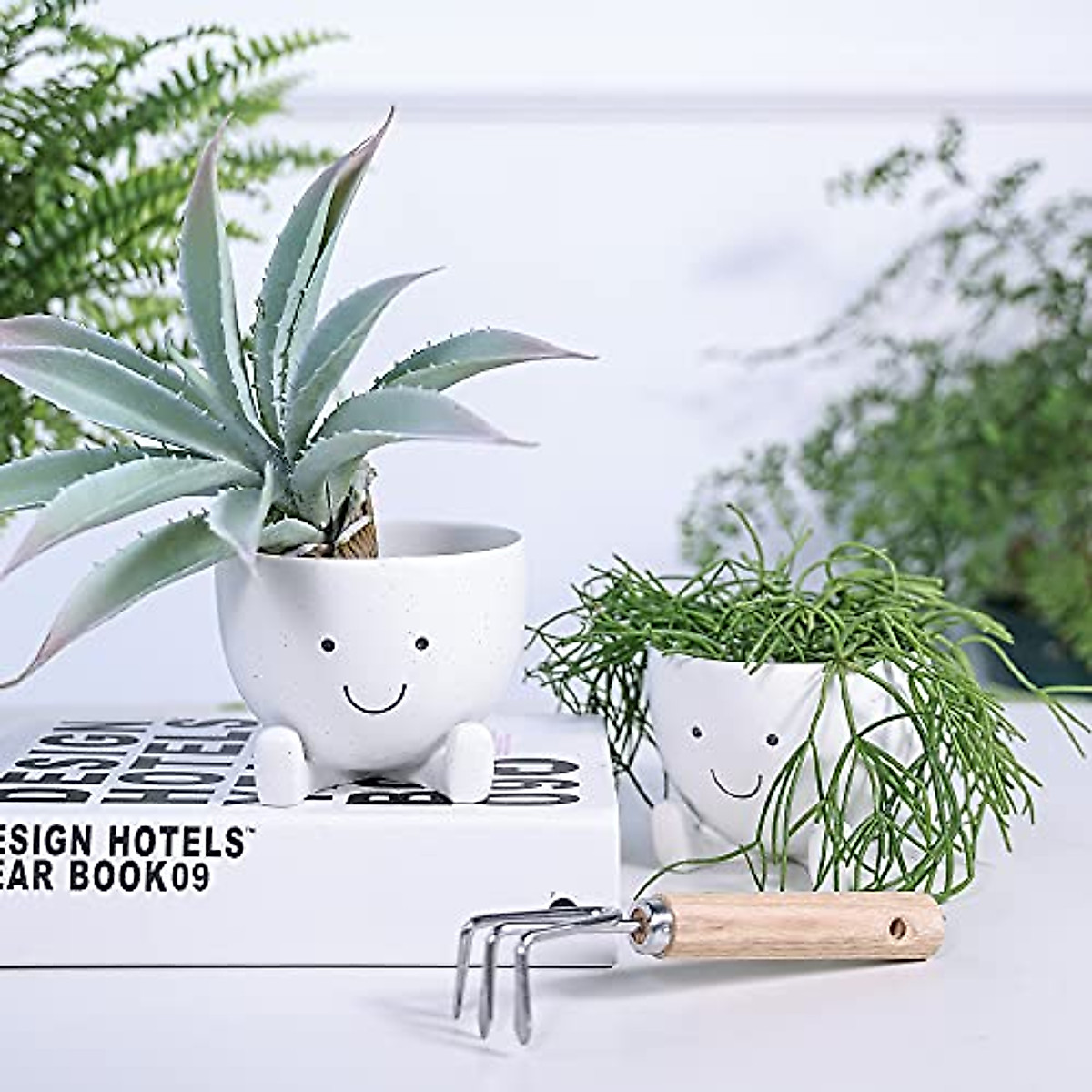 AIMEBBY Face Flower Pot Face Head Planter for Indoor Plants Succulent Planters with Drainage Hole Resin Planter 4 Inches