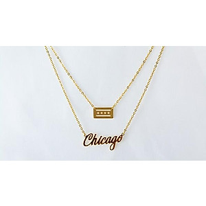 The Colette Collection Chicago Flag Necklace (Gold)