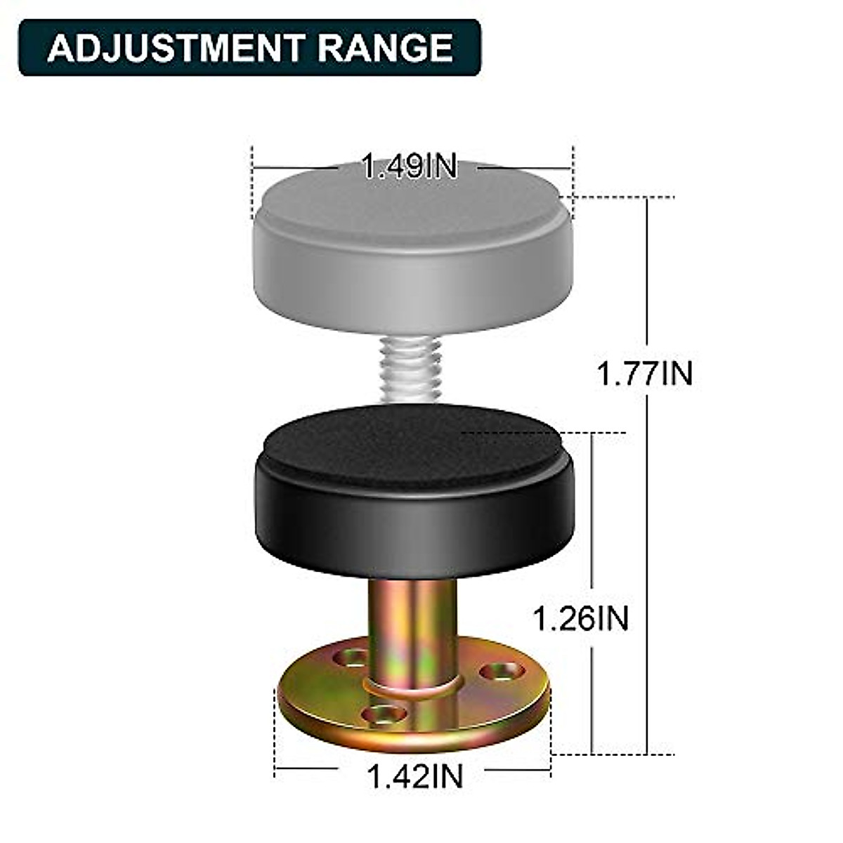 Krisler Adjustable Threaded Bed Frame Anti-Shake Tool for Bed, Headboard Stoppers, Bedside Headboards Prevent loosening Anti-Shake Fixer, Easy Install (30-44mm)
