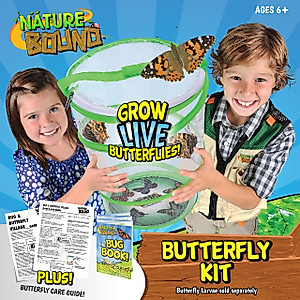 Nature Bound Butterfly Growing Kit - Live Caterpillar to Butterfly Project for Kids - includes Voucher for Caterpillars, Green Pop-Up Enclosure, and STEM Learning Guide