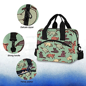 Glaphy Raccoon Cartoon Lunch Bag Insulated Lunch Box Tote Food Container Meal Prep Cooler Handbag