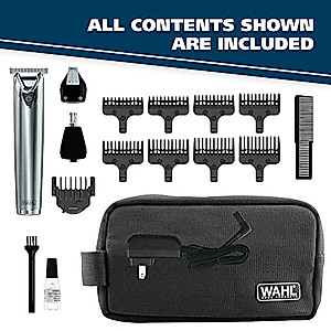 Wahl Stainless Steel Lithium-Ion Cordless Beard Trimmer for Men – Rechargeable All in One Men’s Trimmer with Rotary Ear & Nose Trimmer, & Detail Trimmer – Model 9818A